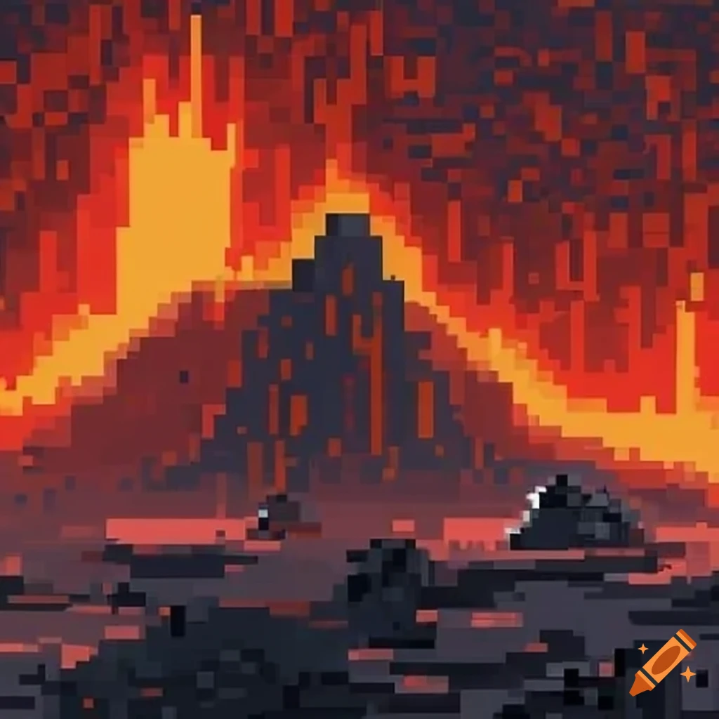Star Wars Mustafar pixel art showcasing a volcanic planet with lava ...