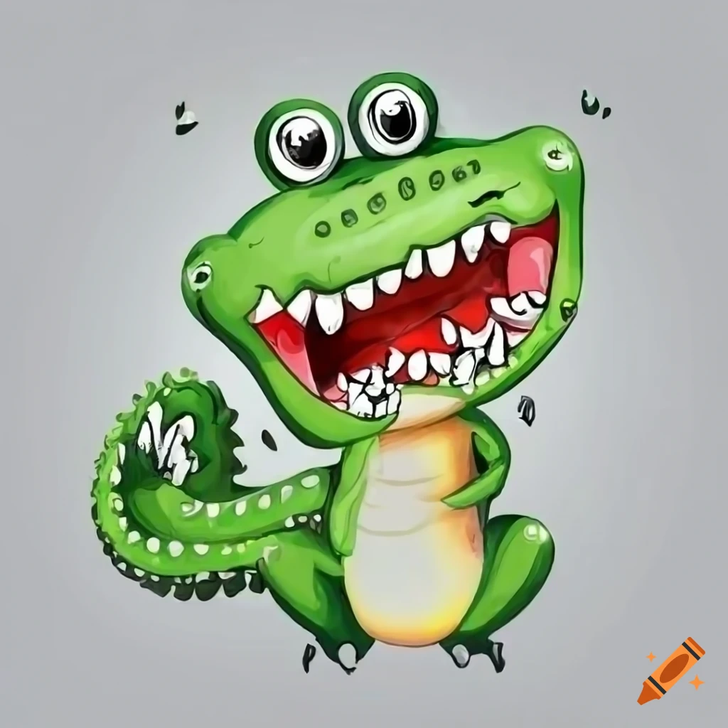 Cartoon frog singing with a crocodile in detailed pencil drawing on Craiyon