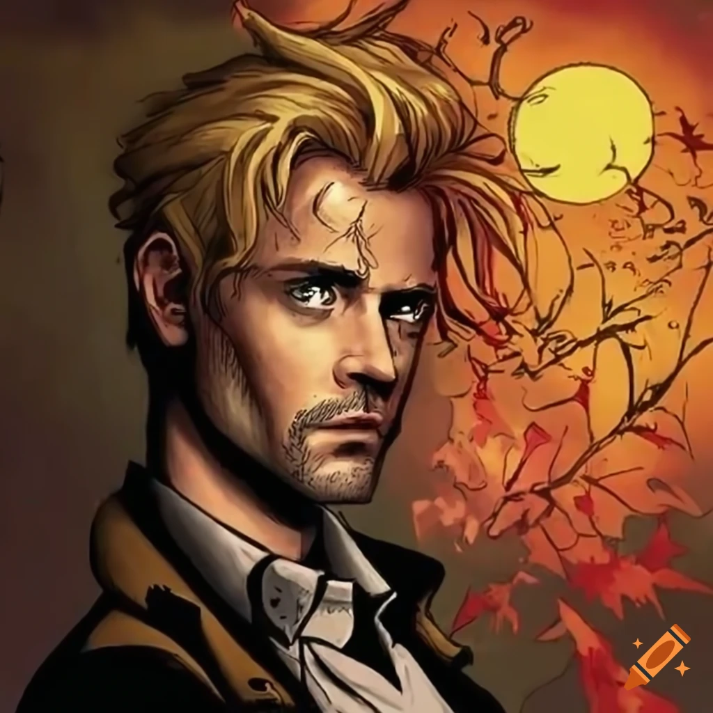 John Constantine in a vibrant autumn setting on Craiyon