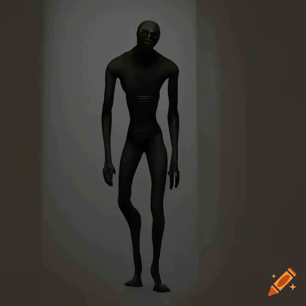 Tall shadow humanoid creature with white eyes on Craiyon