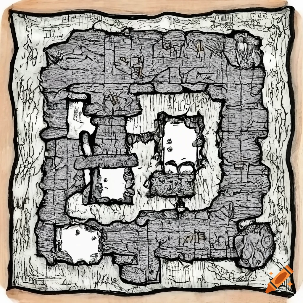 Hand-drawn D&D dungeon map with intricate layout and twisted tunnels on ...