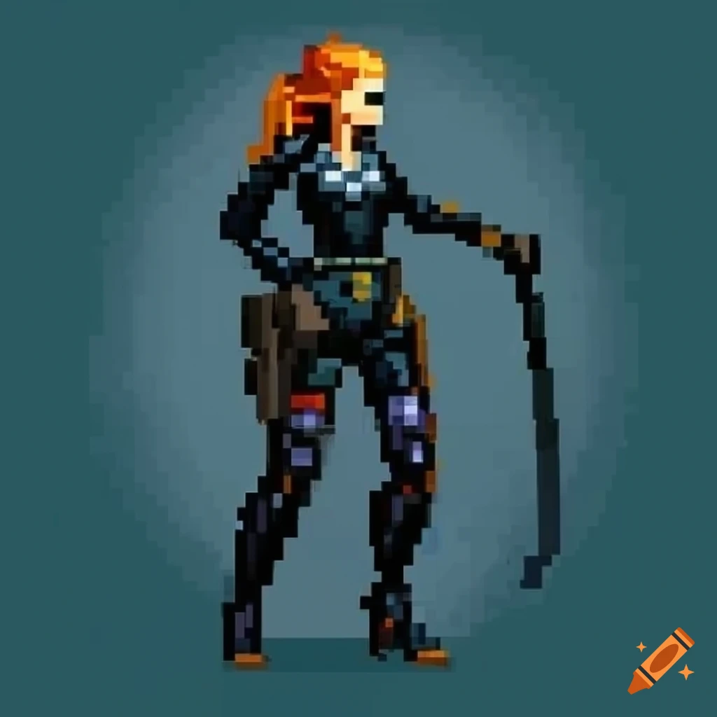 Pixel art sci-fi technician full body 2D sprite on Craiyon