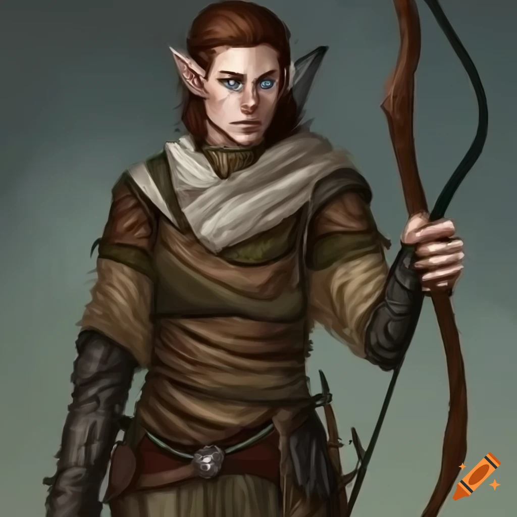 Handsome half-elf ranger with piercing blue eyes and a quiver, ready ...