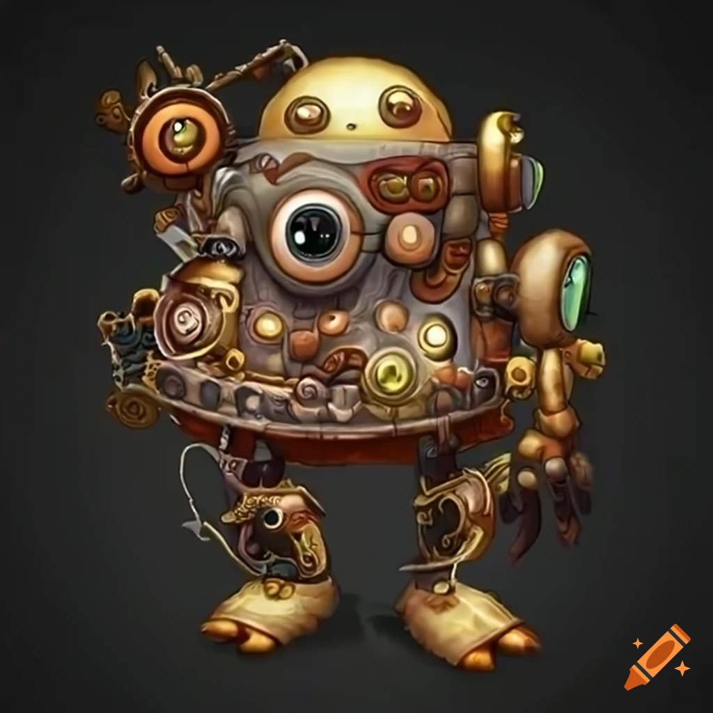 Steampunk robot from my singing monsters game on Craiyon