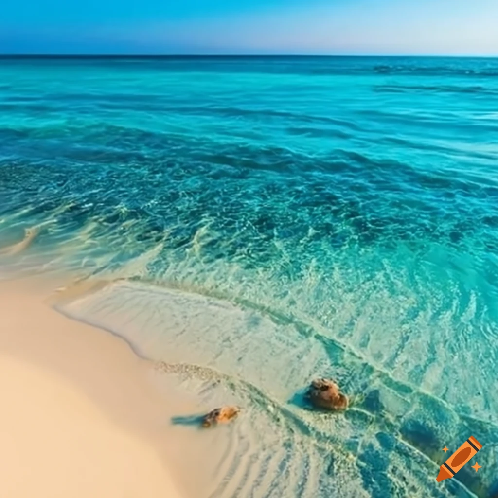 White sand tide pool at Pass-a-Grille Beach with blue water on Craiyon