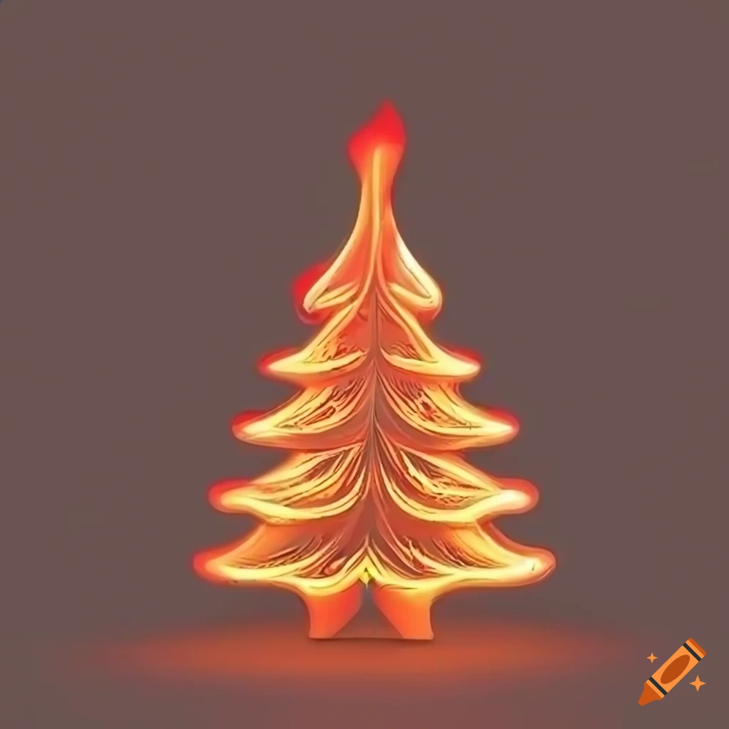 Fire-colored christmas tree icon with orange and red flames in a ...
