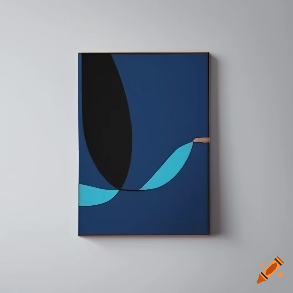 Minimalistic abstract one-line artwork in black and dark blue inspired ...