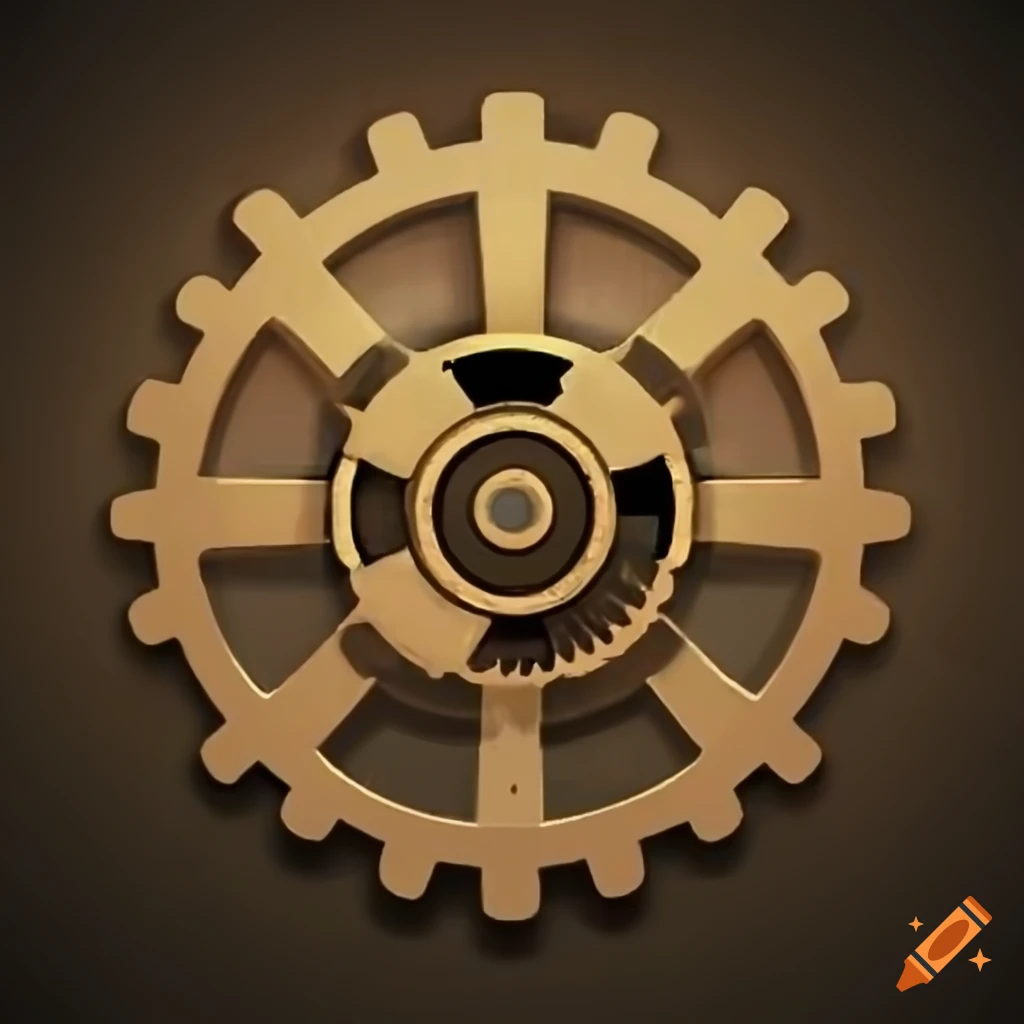 Upgrade cog icon in steampunk brass style on Craiyon