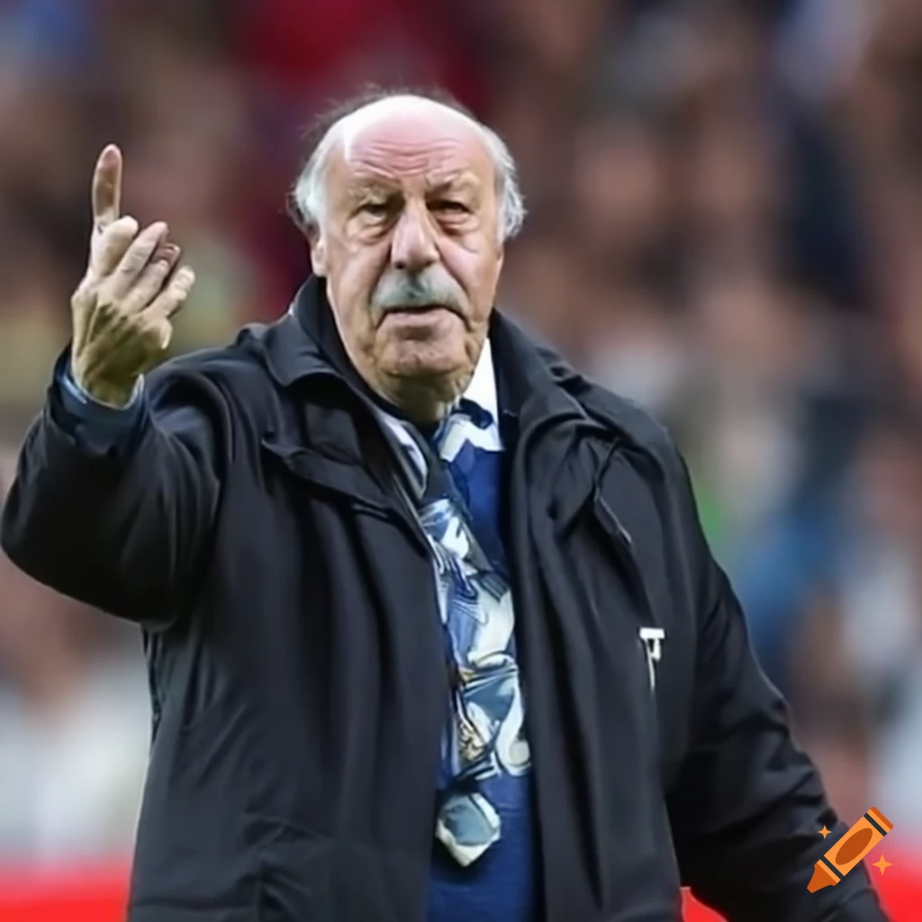 Football coach vicente del bosque in intense focus like a magic card ...