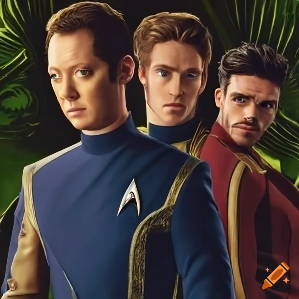 Three friends on an exotic moon jungle adventure in a star trek-style ...