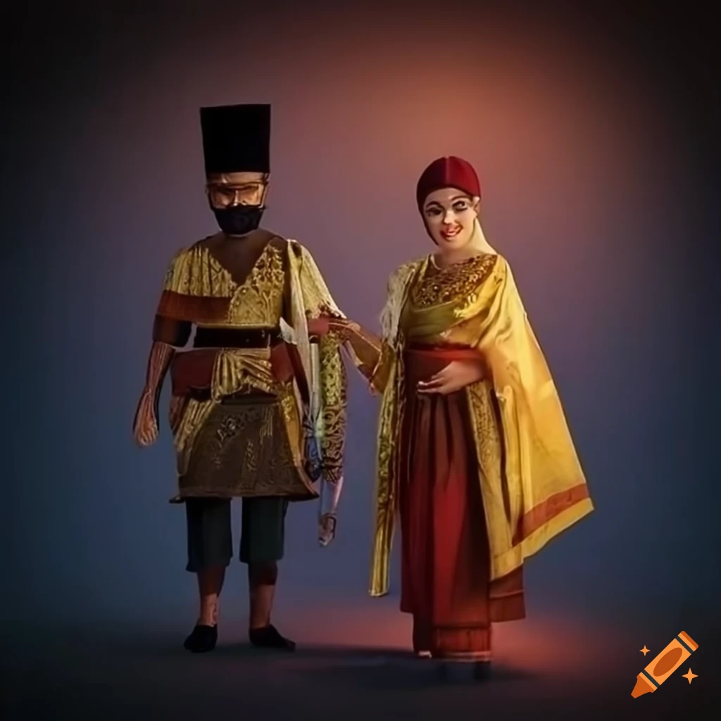 Portrait of datu temenggong kadir and dayang hajar in ancient malay ...