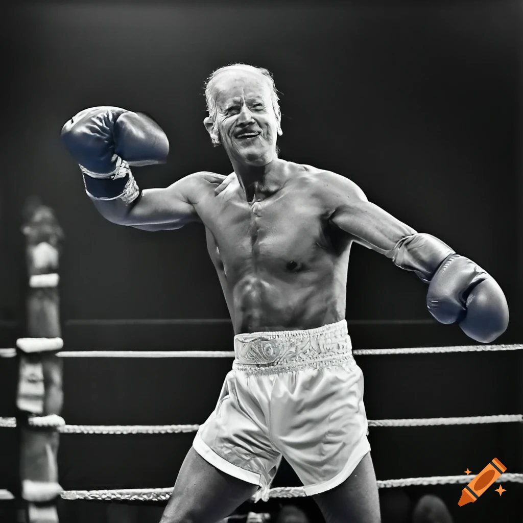 Athletic Joe Biden in boxing gloves and briefs on Craiyon