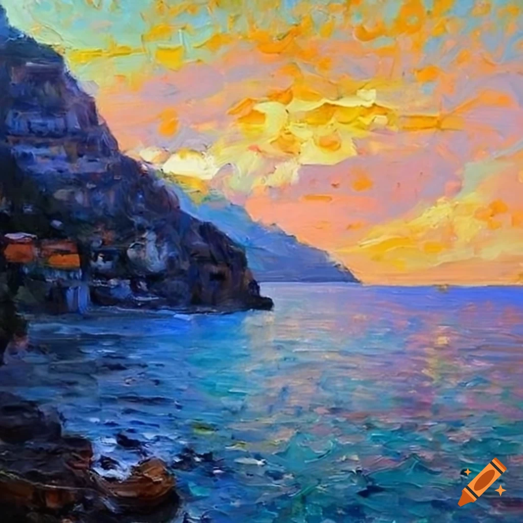 Impressionist oil painting of amalfi coast in italy on Craiyon