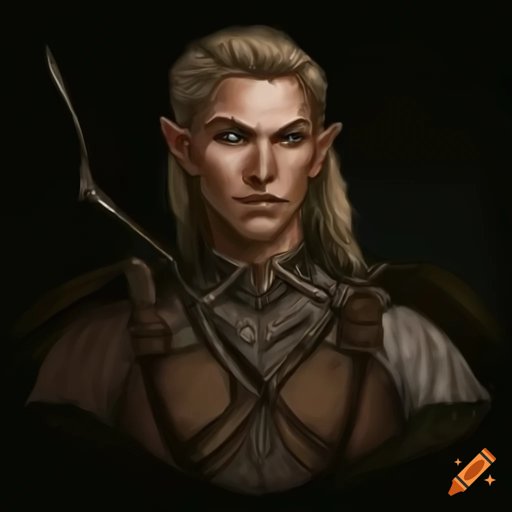 Handsome half-elf ranger with piercing blue eyes and a quiver, ready ...