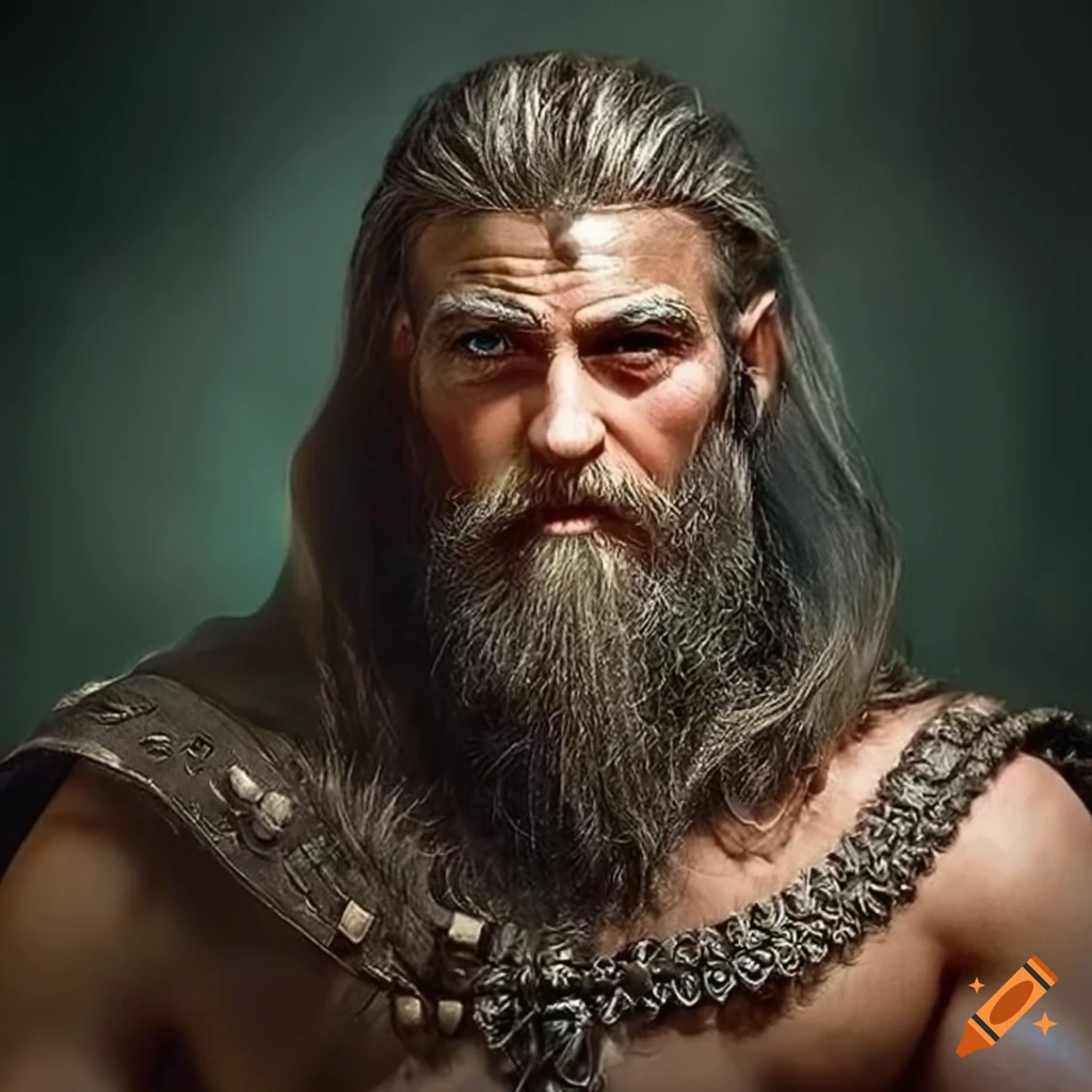 Handsome dark-haired older Viking man with resemblance to George Clooney on Craiyon