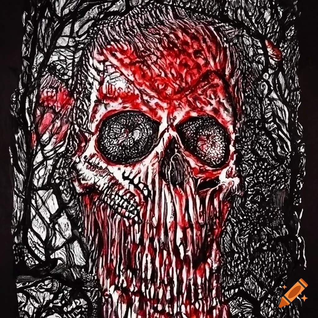 Intricate ink drawing of a tormented ghost overwhelmed by anxiety on ...