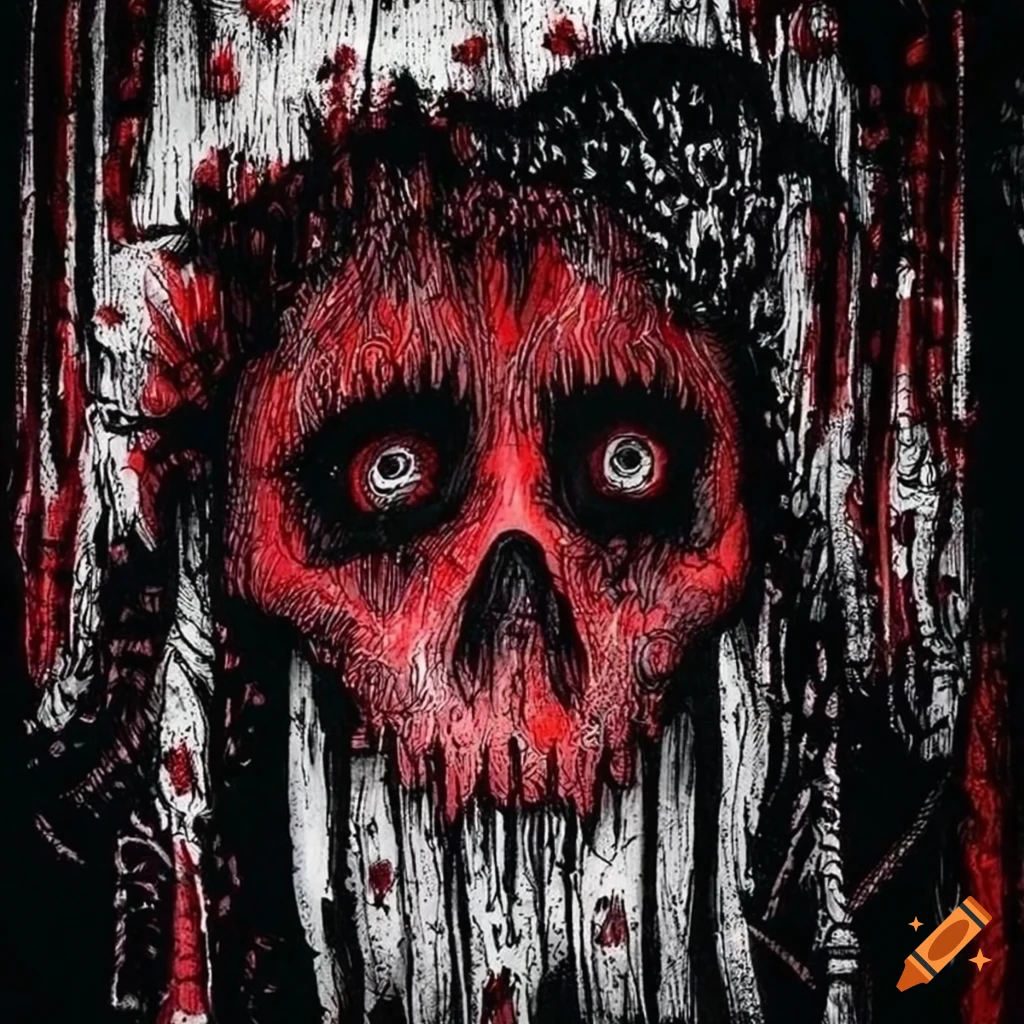 Intricate drawing of a tormented ghost overwhelmed by anxiety in black ...