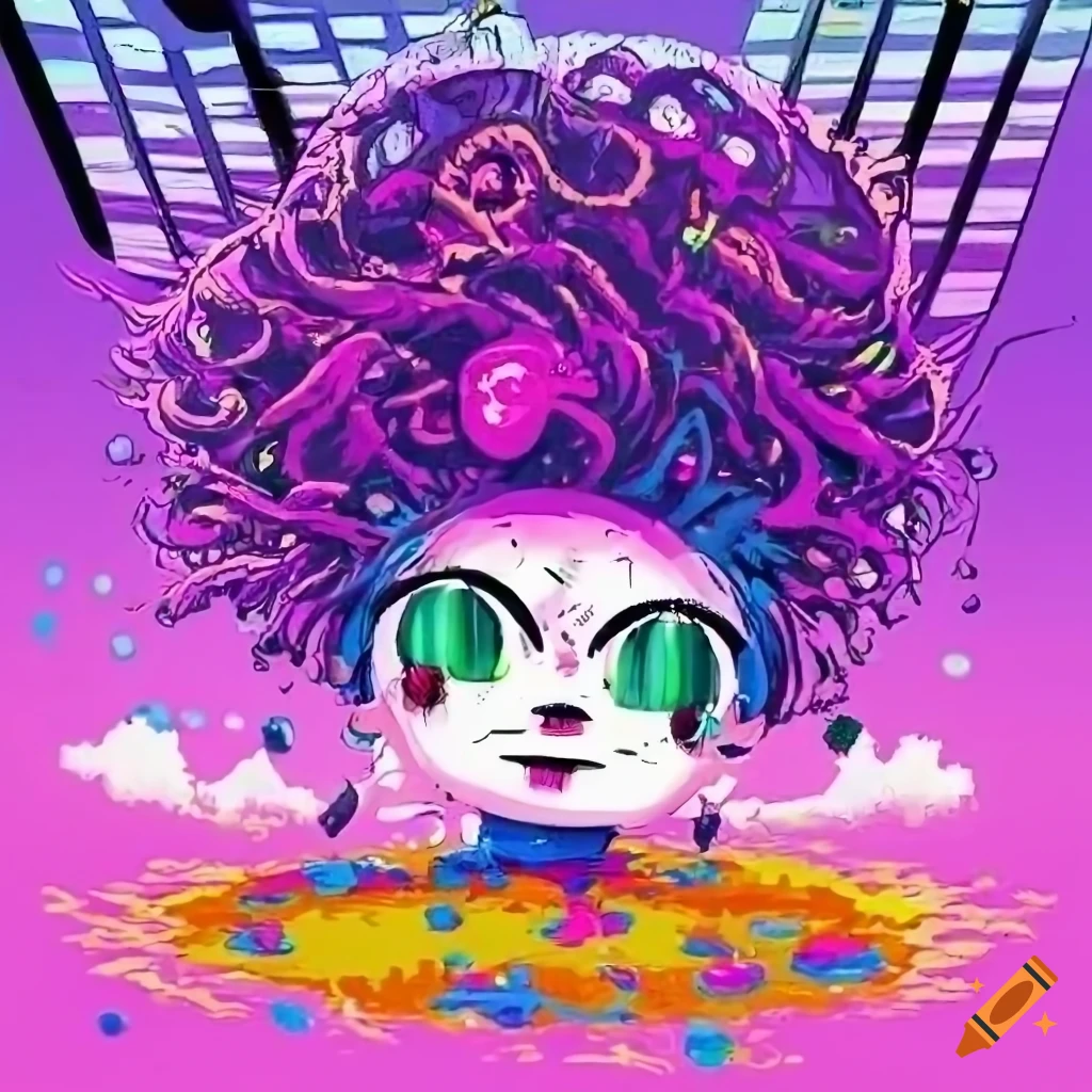 Colorful psychedelic artwork inspired by 1970s comic book style on Craiyon