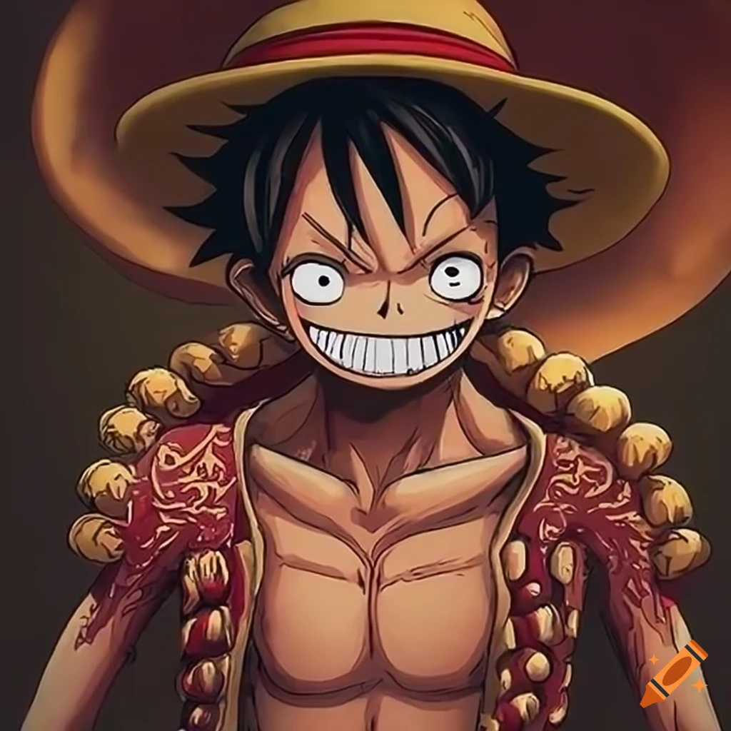Captain Monkey D. Luffy in an iconic pose from One Piece with vibrant design on Craiyon