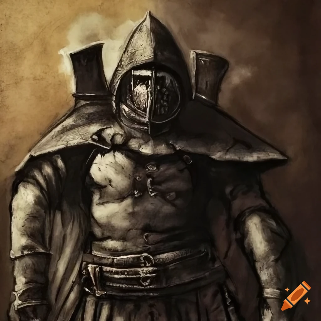 The soldier from team fortress 2 in medieval clothing, charcoal drawing ...