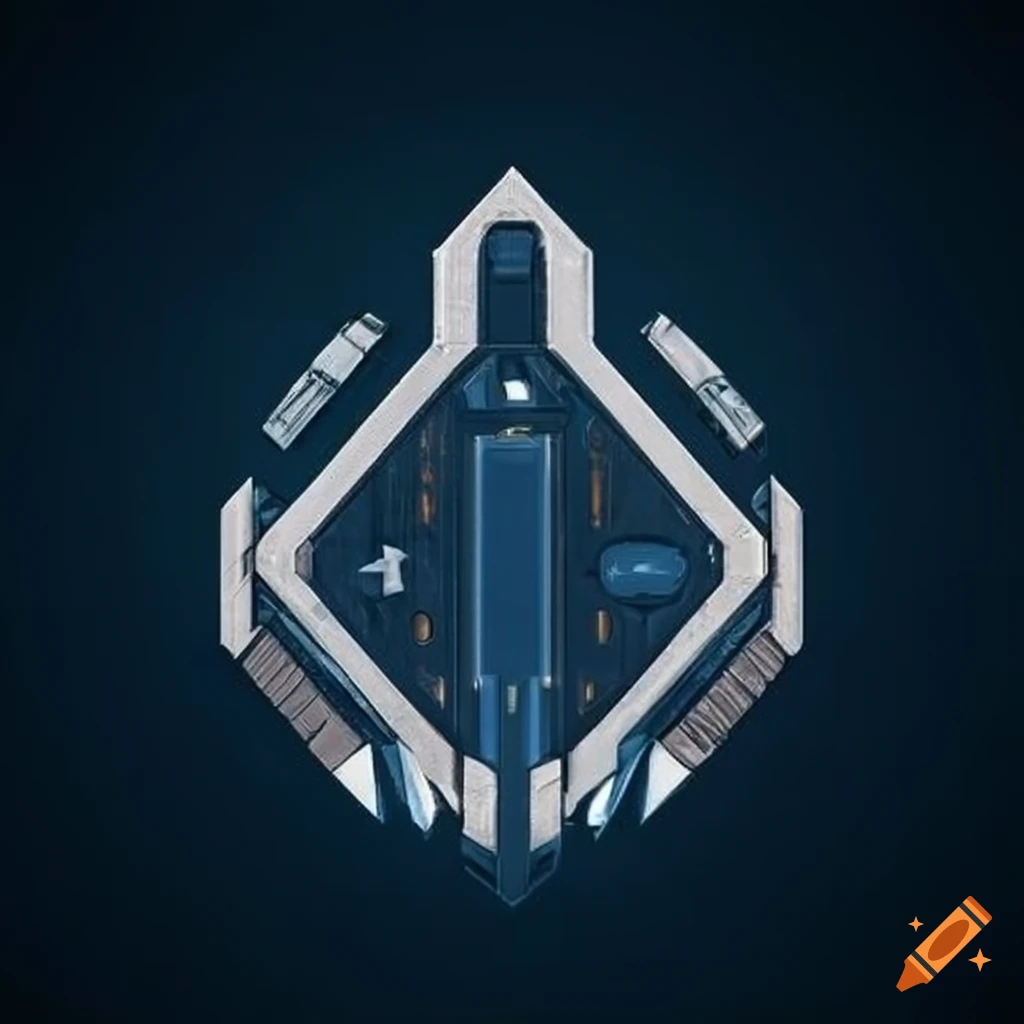 Edgy space exploration badge featuring a mercenary starship on Craiyon