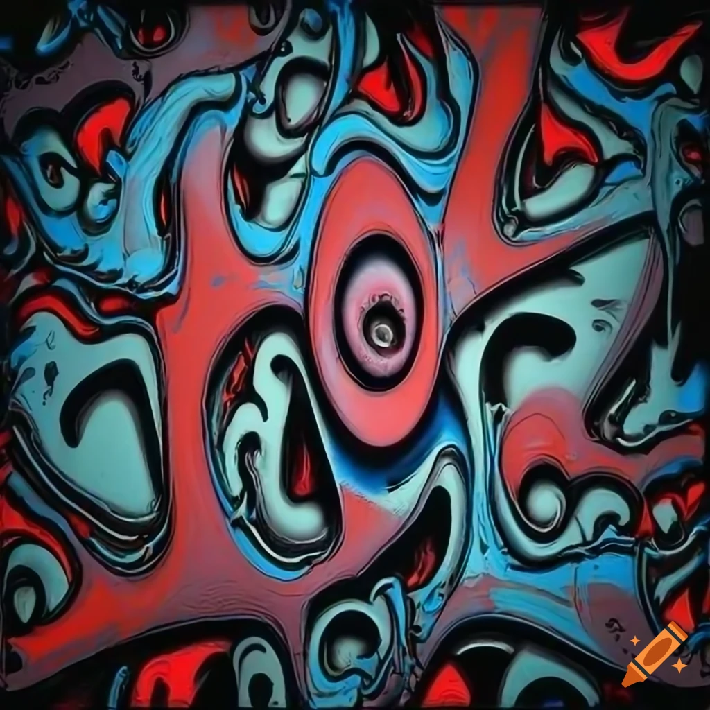 Abstract art with coral reef, graffiti, and backlit monolith in 4k ...