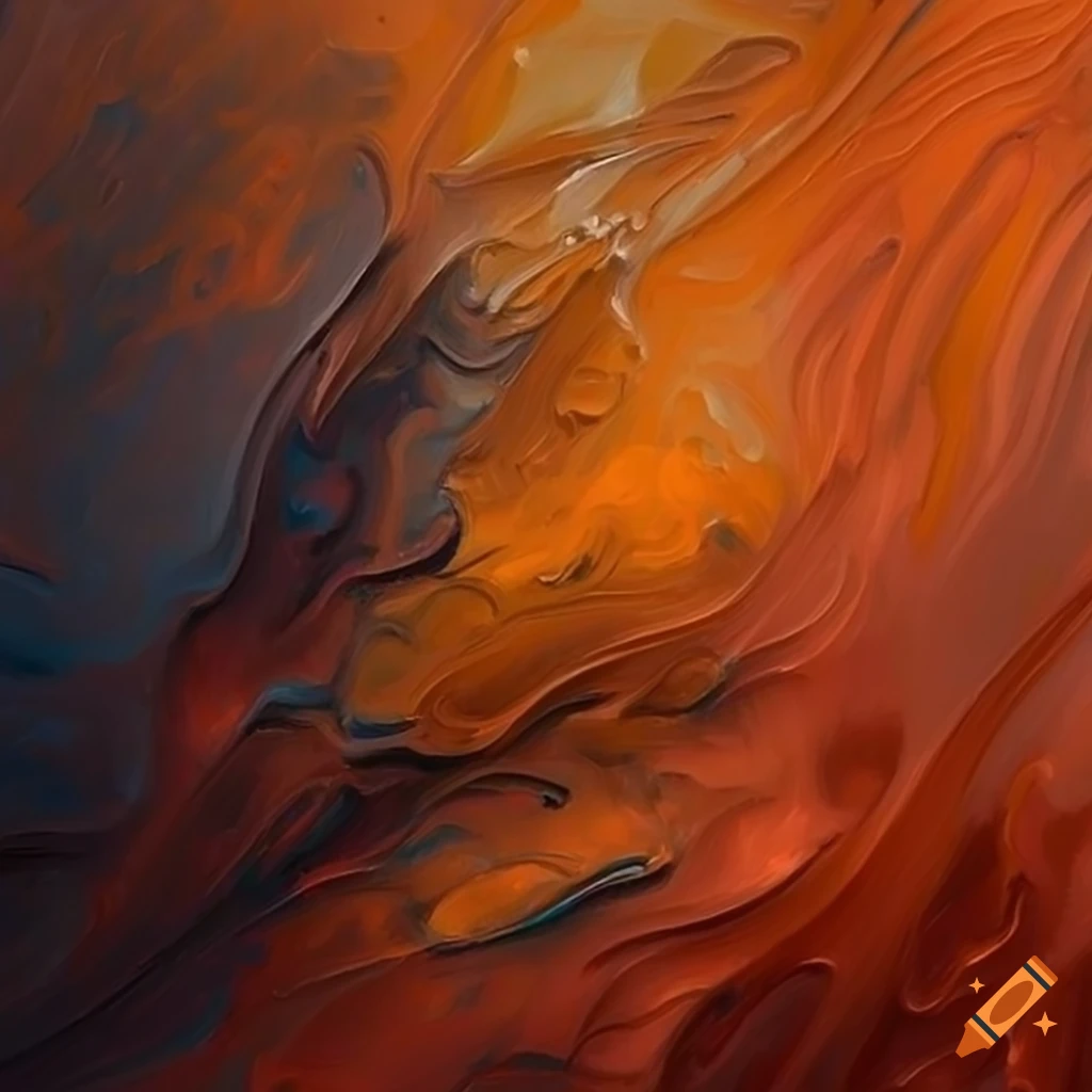 Abstract oil painting in warm copper colors inspired by geborgenheit on ...