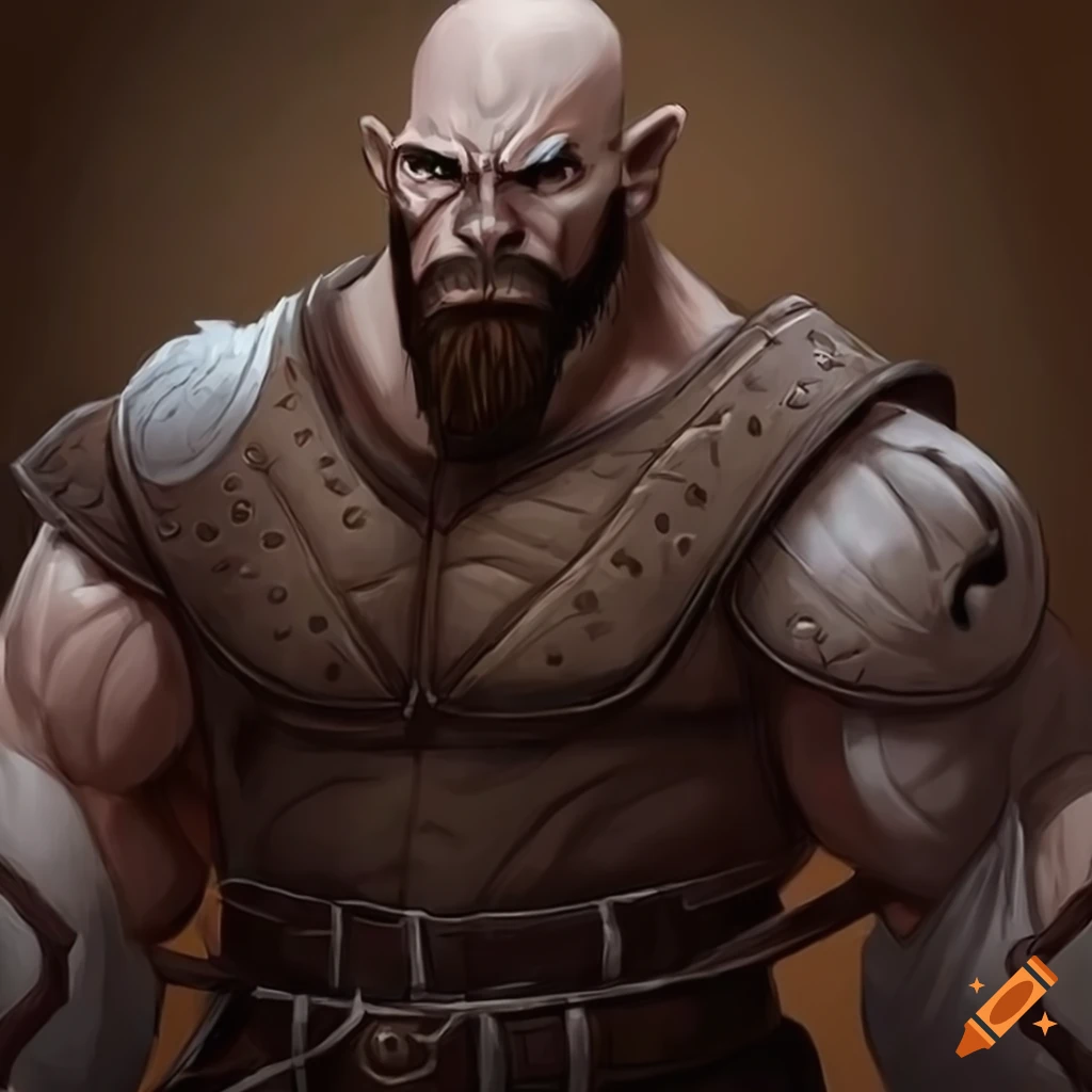 Tall, muscular and handsome dungeons and dragons goliath character with ...