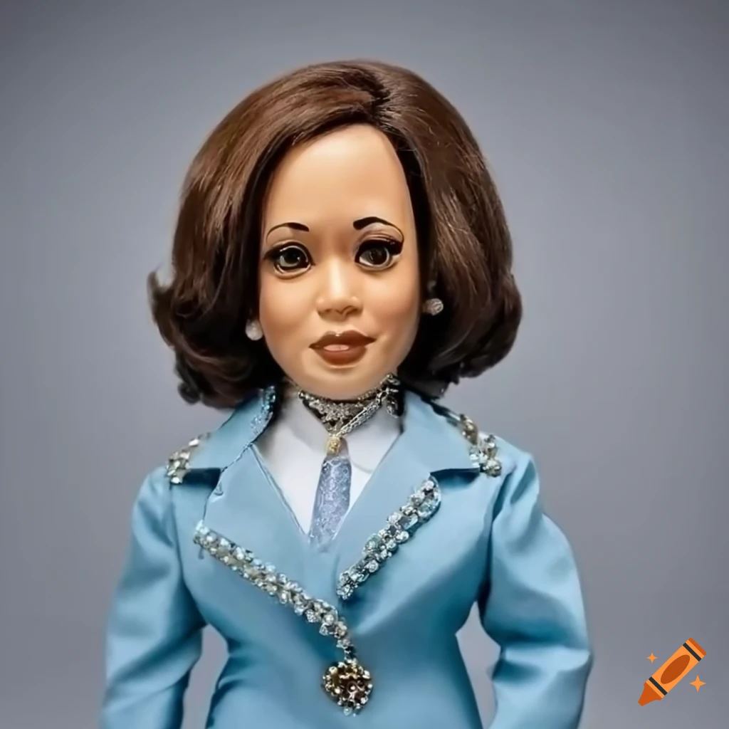 President kamala harris collectible doll in baby blue jacket and pearl ...