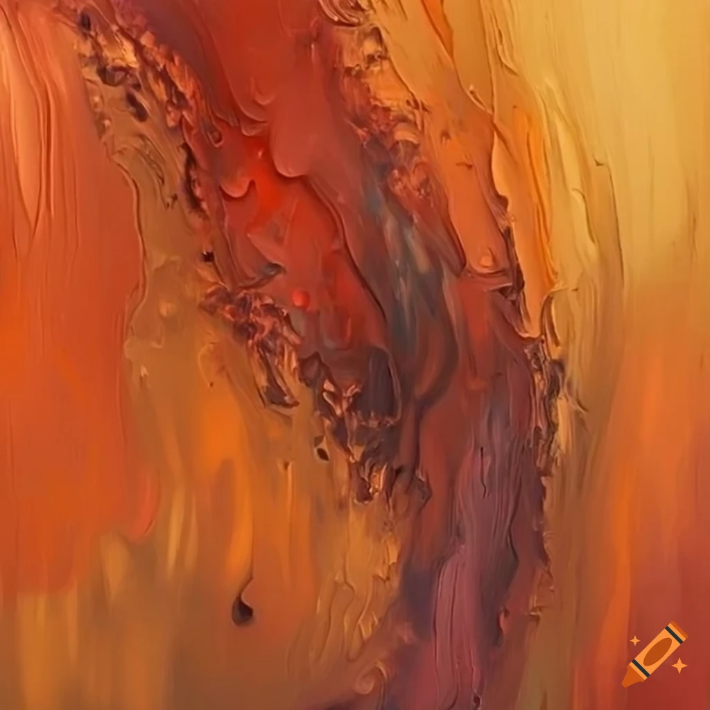 Abstract oil painting in warm copper colors inspired by geborgenheit on ...