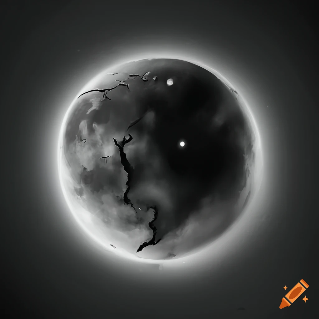 Cracked moon in a clear night sky in digital art on Craiyon