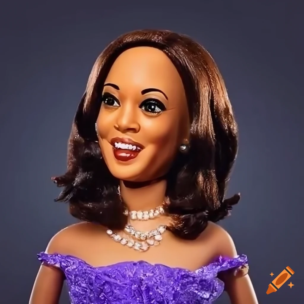 President Kamala Harris doll in a gorgeous dress on Craiyon