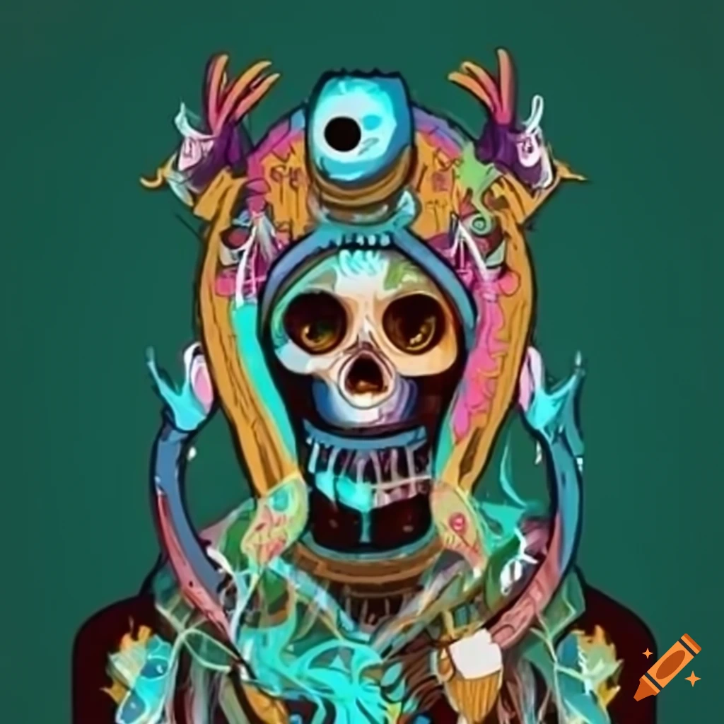 Druid shaman skeleton in astronaut suit on Craiyon