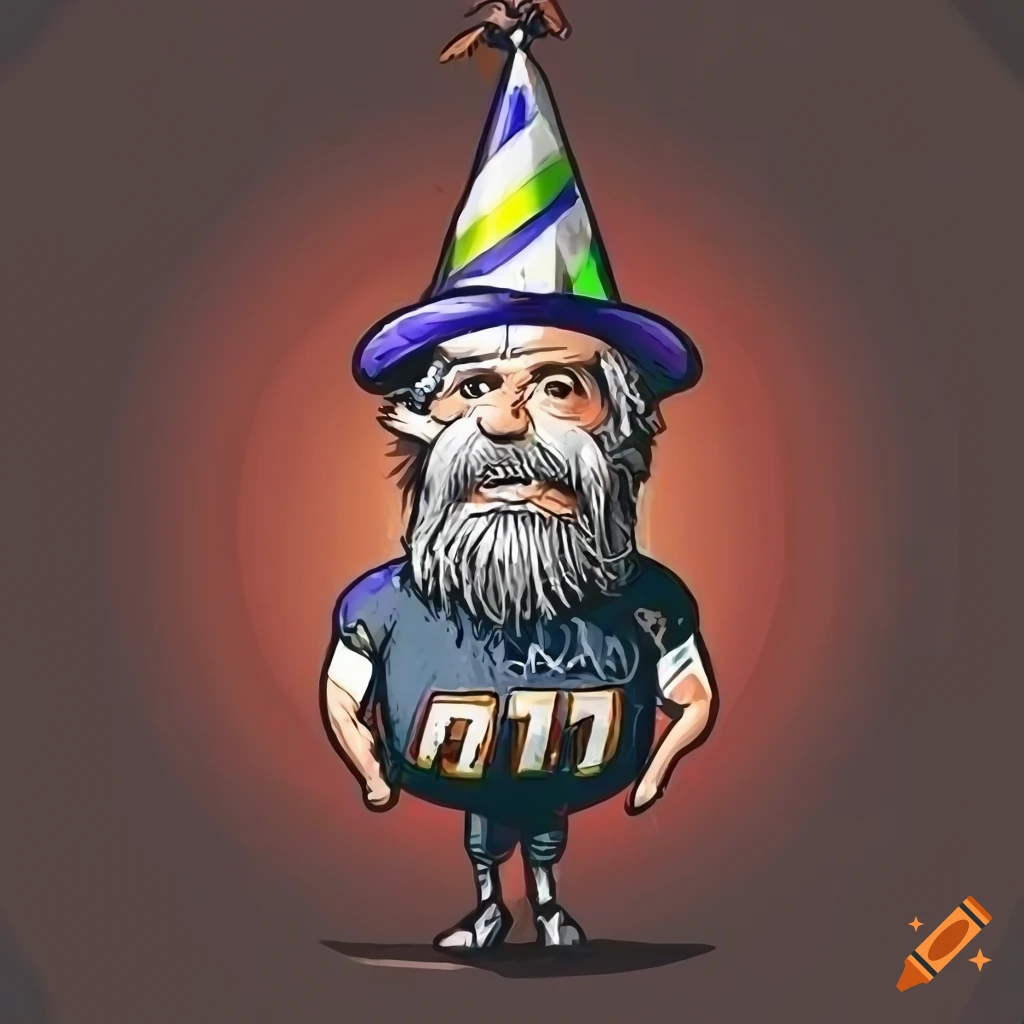American football wearing a wizard birthday hat in a digital art style ...