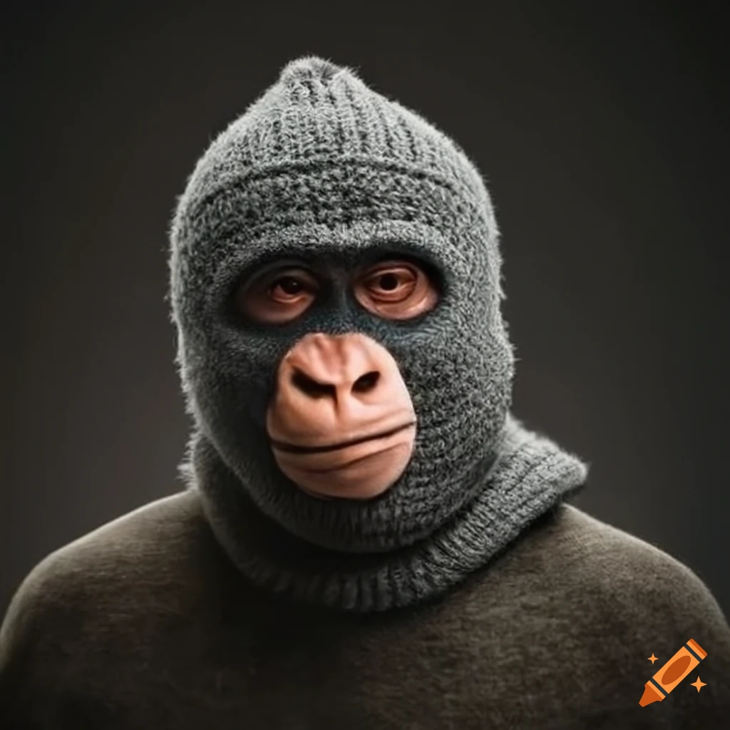 Monkey wearing a ski mask on Craiyon