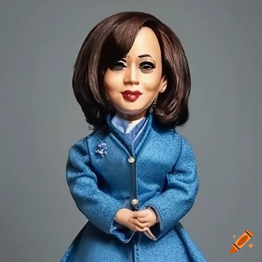 President kamala harris collectible doll in baby blue jacket and pearl ...