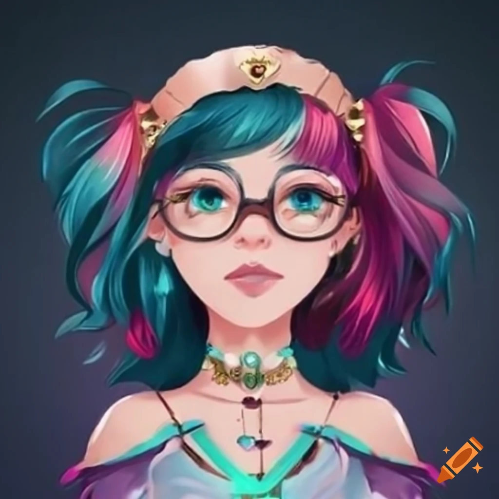 Nerdy princess character illustration on Craiyon