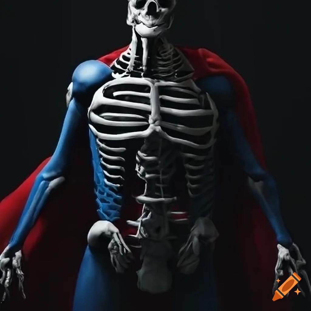 Skeleton in superhero costume on Craiyon