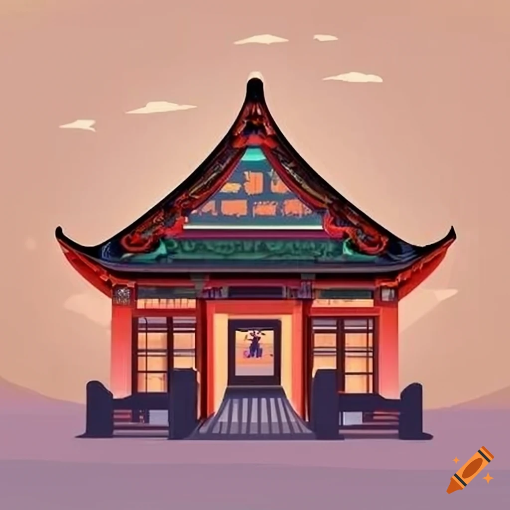 Traditional chinese architectural building design with curved roofs and ...