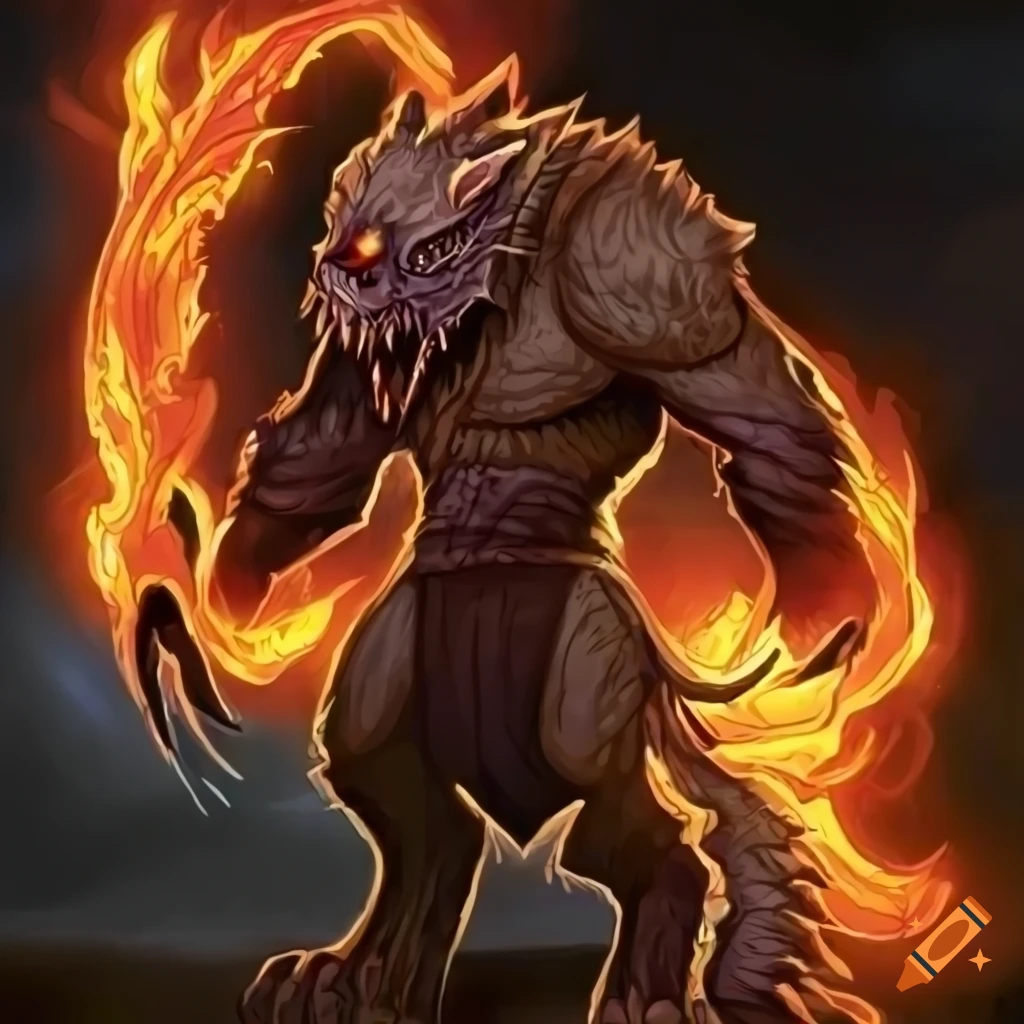 Cinderclaw Ravager - Elemental beast D&D token on Craiyon