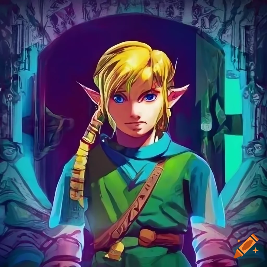 Vibrant and detailed book cover design of Link from The Legend of Zelda ...