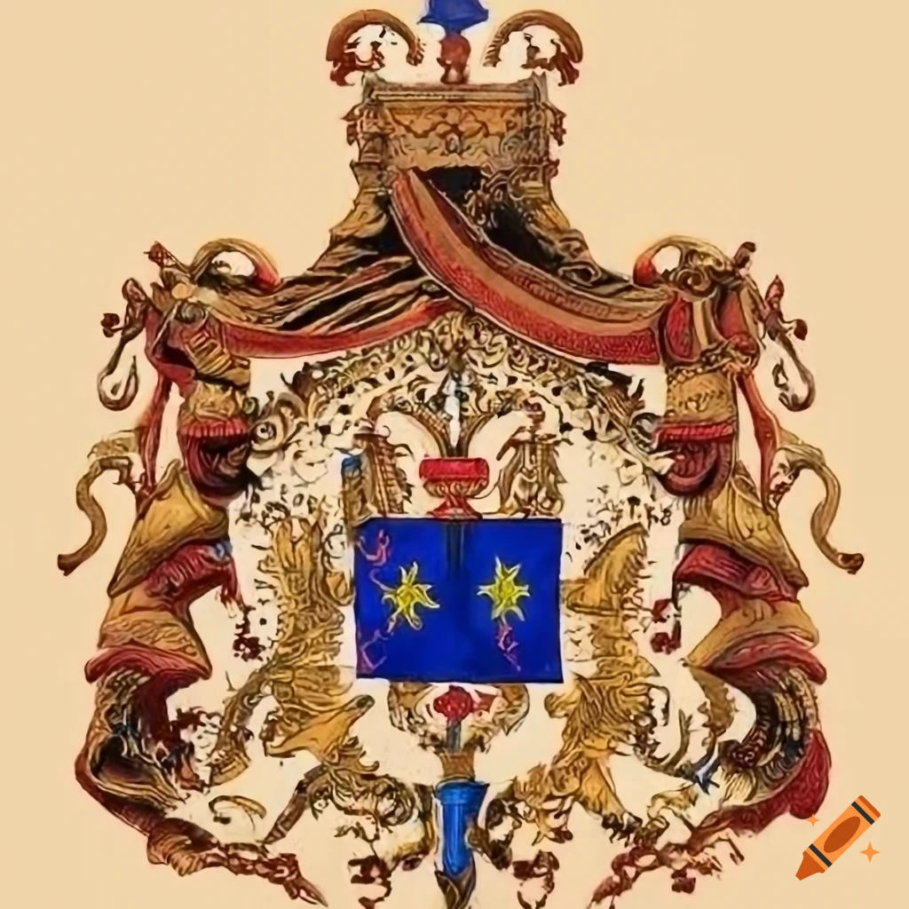 Funny coat of arms: phoenix with a three-tooth and oak branch in the ...