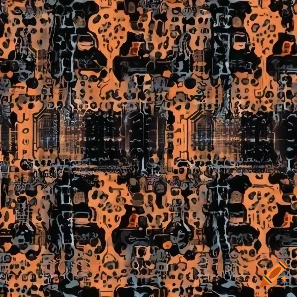 Abstract artwork of leopard pattern combined with circuit diagram for powerpoint background on ...