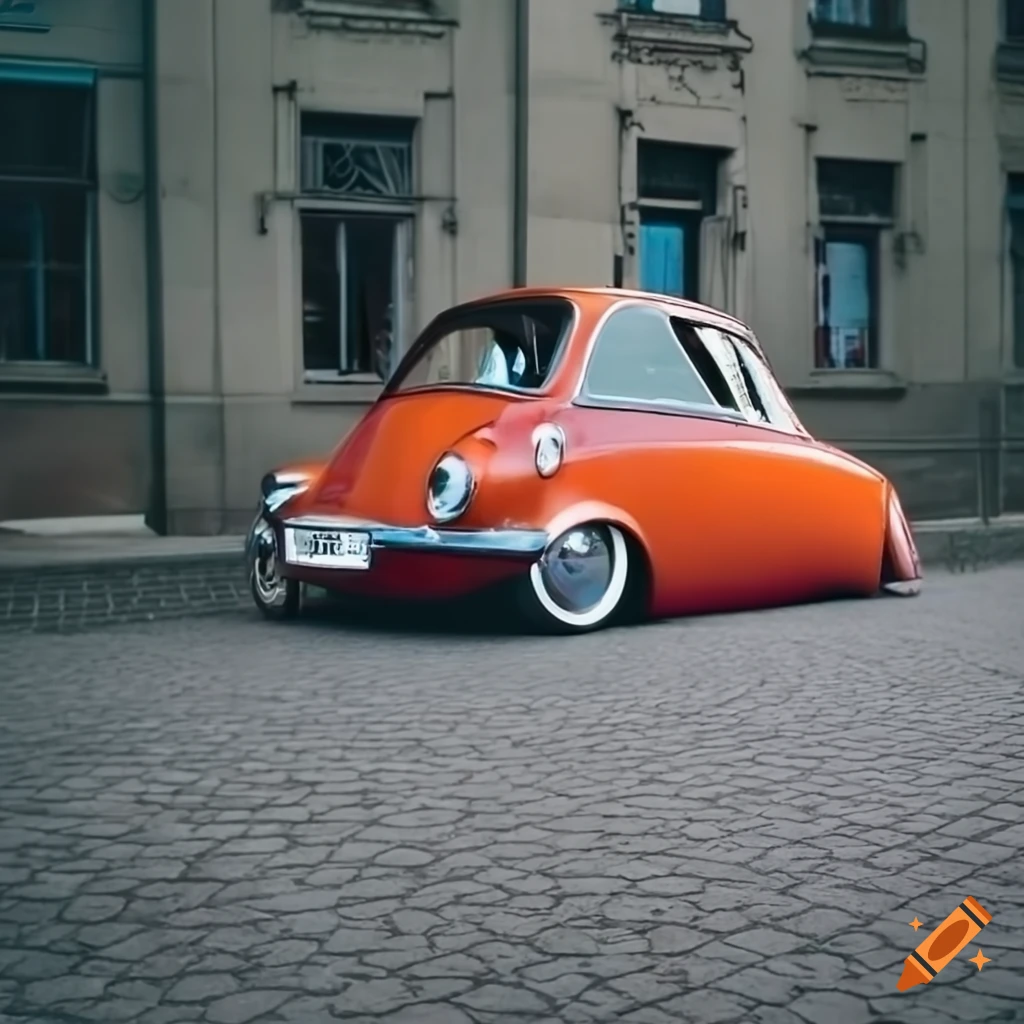 Photo realistic traditional kustom style isetta kustom car in deep ...