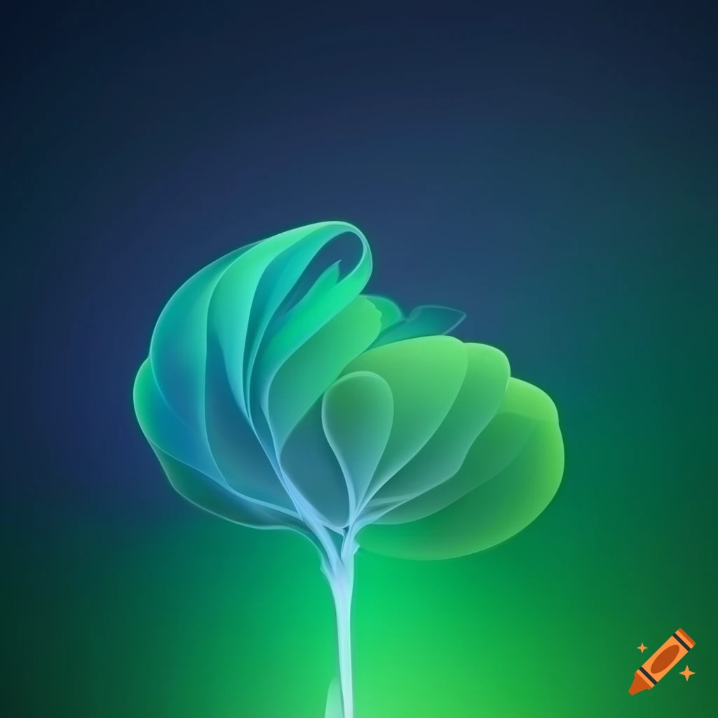 Windows 11-themed wallpaper with a bright tree-shaped green bloom ...