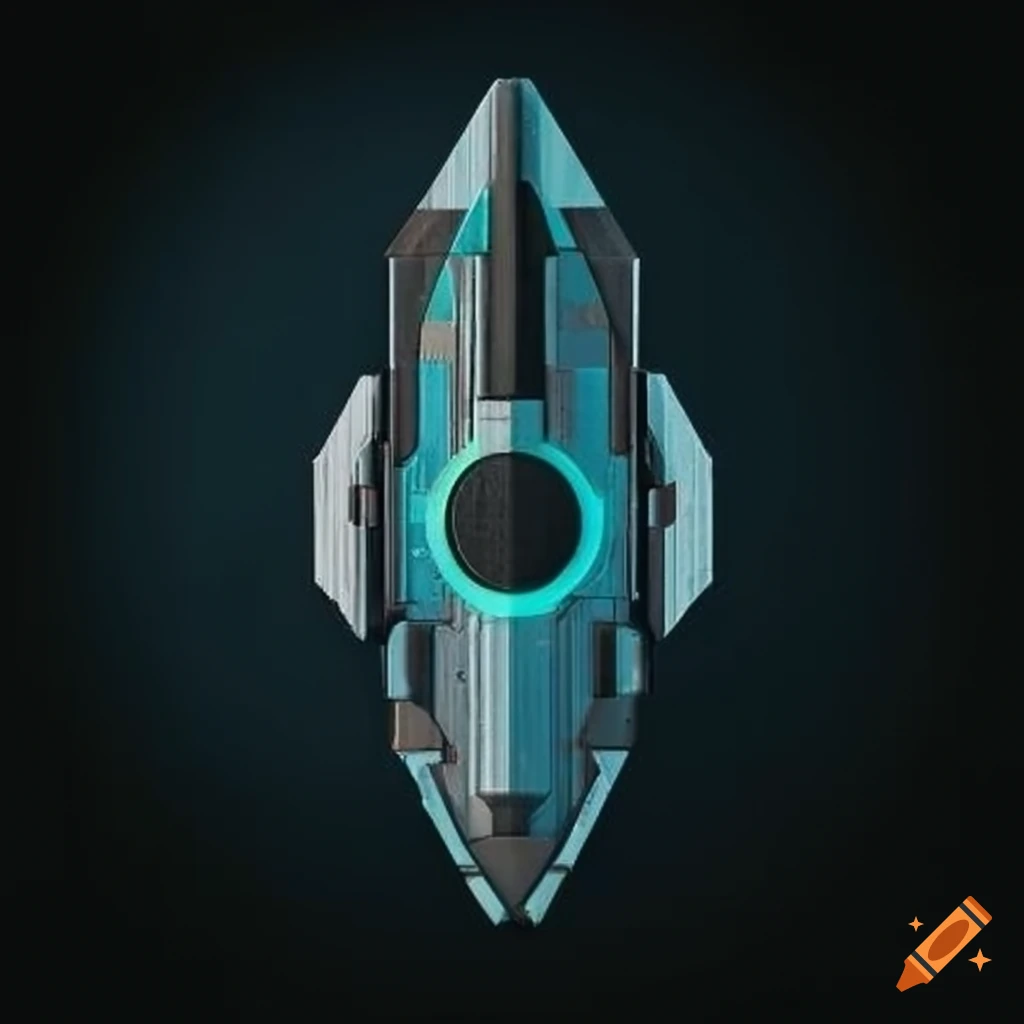 Edgy space exploration badge featuring a mercenary starship on Craiyon