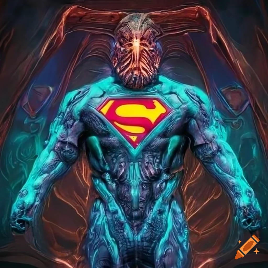 Superman suit with neon biomechanical alien architecture by h.r. giger ...