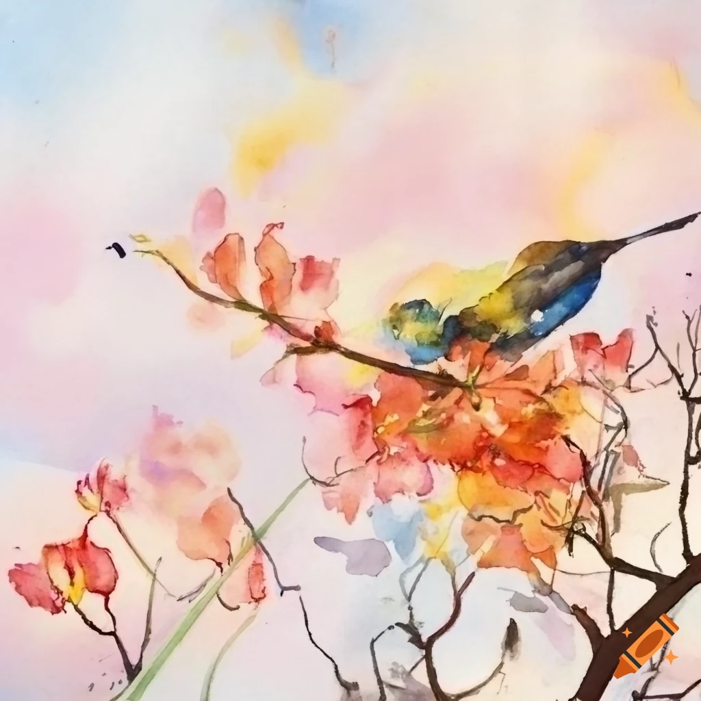 Spring painting in watercolor on Craiyon