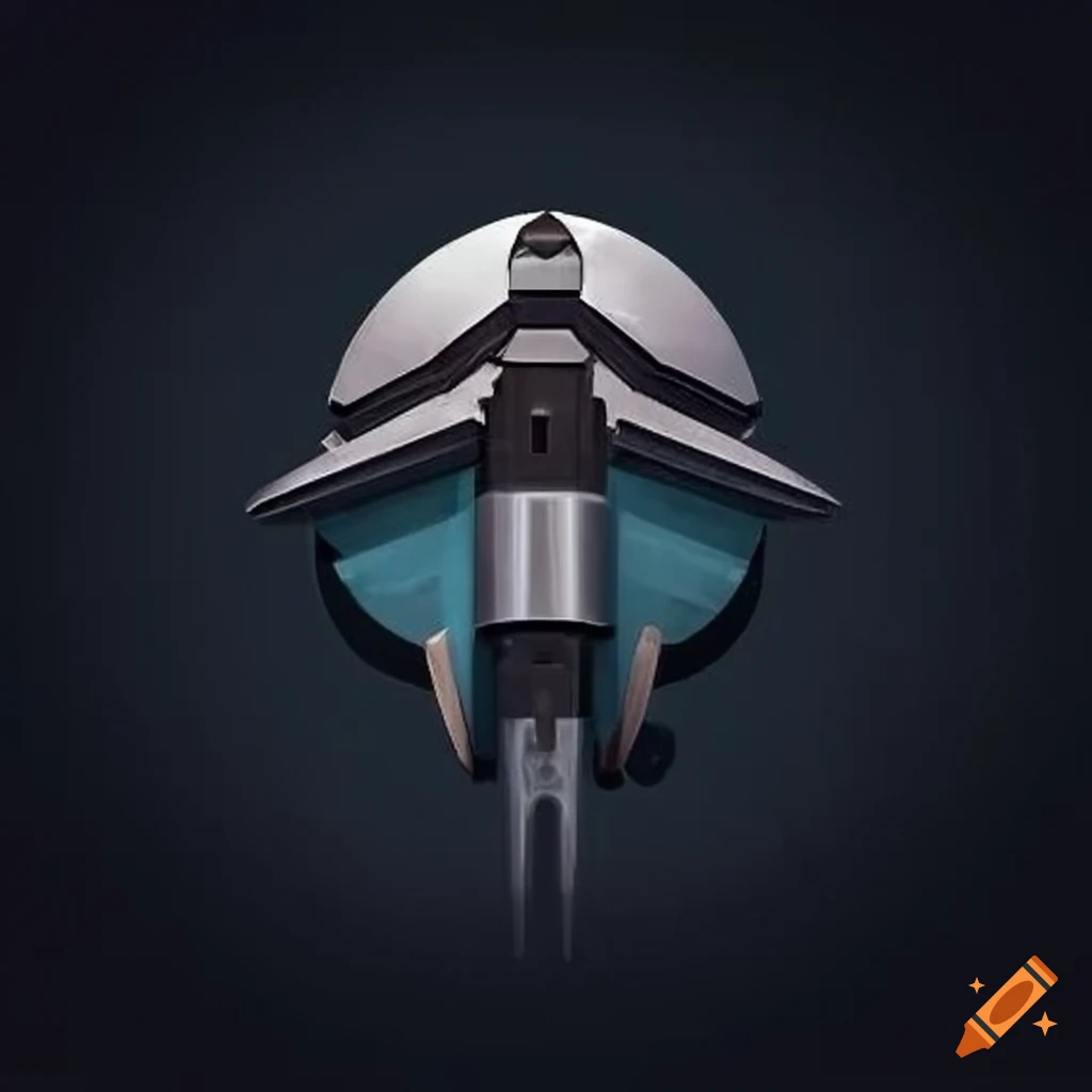 Space exploration badge featuring a mercenary starship with logo on Craiyon