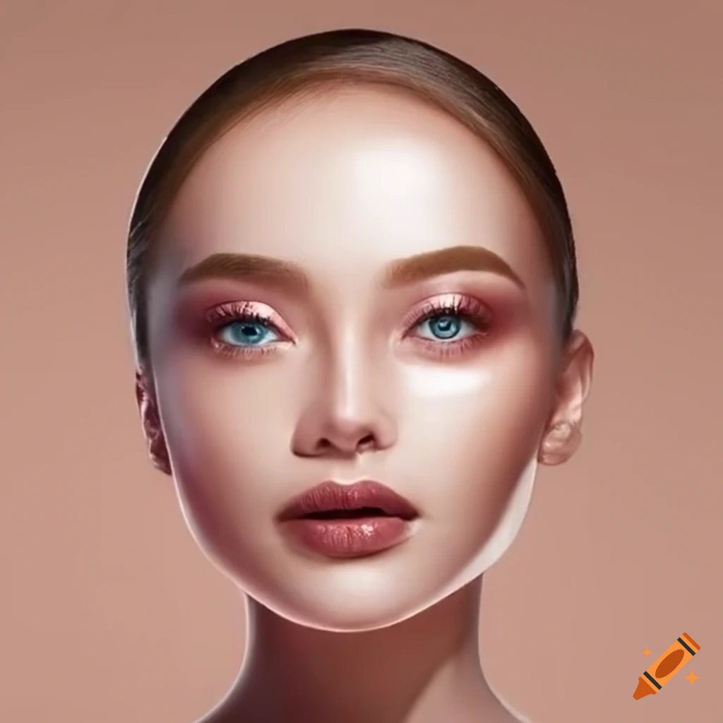 Woman with glowing skin and shimmering makeup on Craiyon